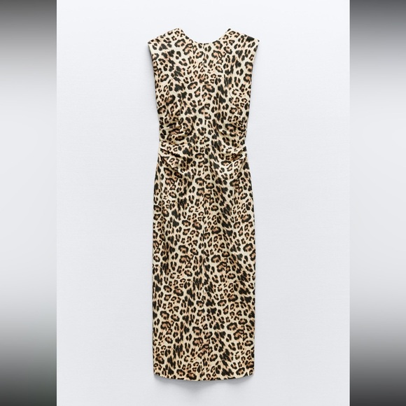 Zara | Dresses | Zara Leopard Print Draped Waist Dress | Poshmark